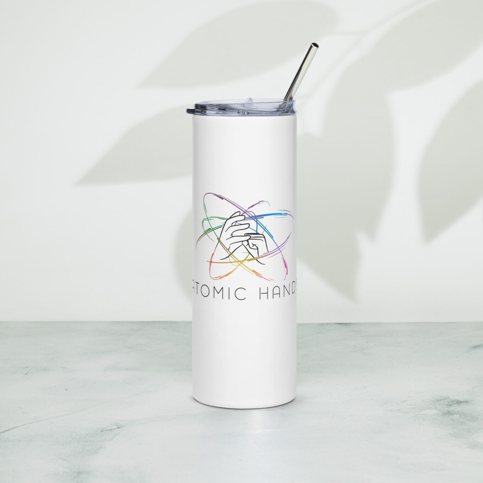 White Stainless Steel Tumbler - Atomic Hands